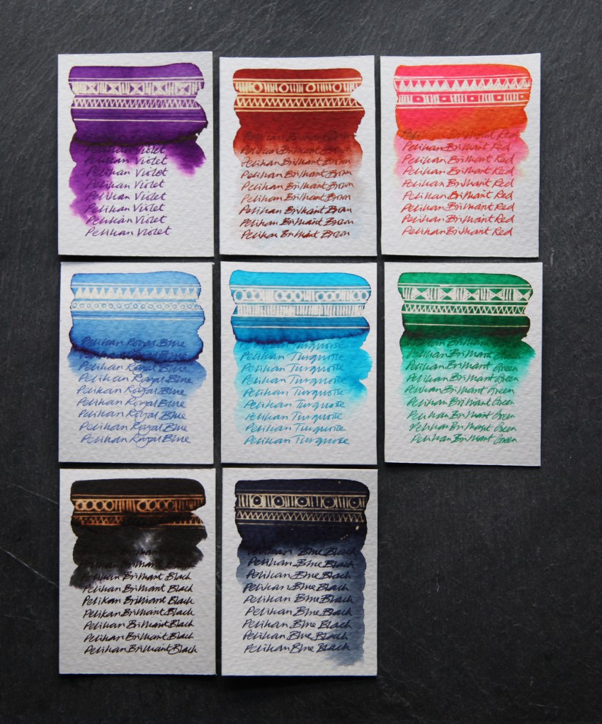 Pelikan Standard Inks Review – FOUNTAIN PEN INK ART