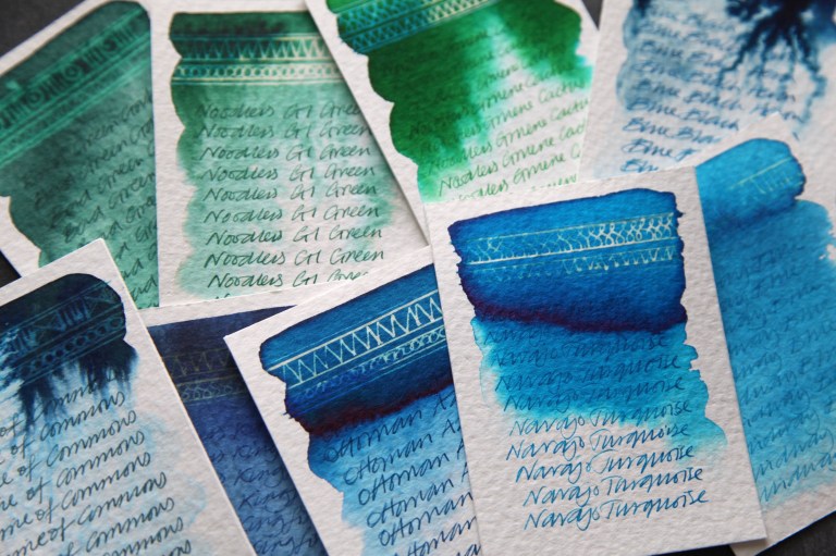 Noodler’s Ink Review – Blues and Greens – FOUNTAIN PEN INK ART