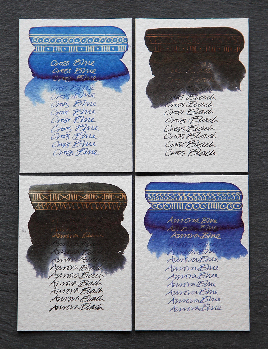 Aurora, Cross and Omas ink tests – FOUNTAIN PEN INK ART