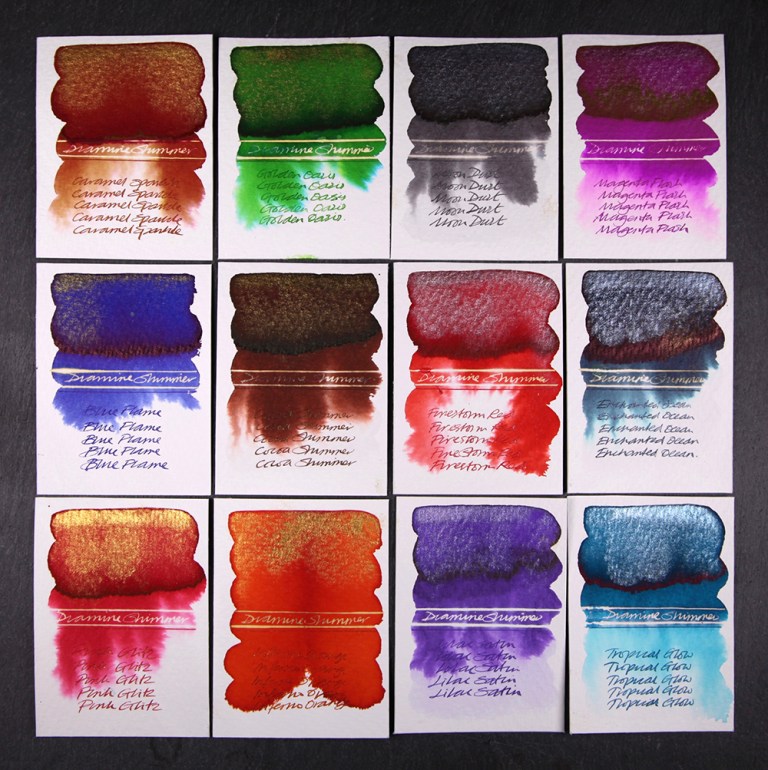 Diamine Shimmer Inks 2016 – Get it on! – FOUNTAIN PEN INK ART