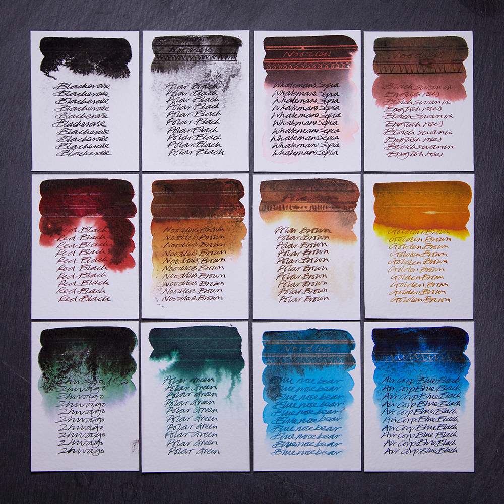 Noodler’s Inks Test – The Blacks – FOUNTAIN PEN INK ART