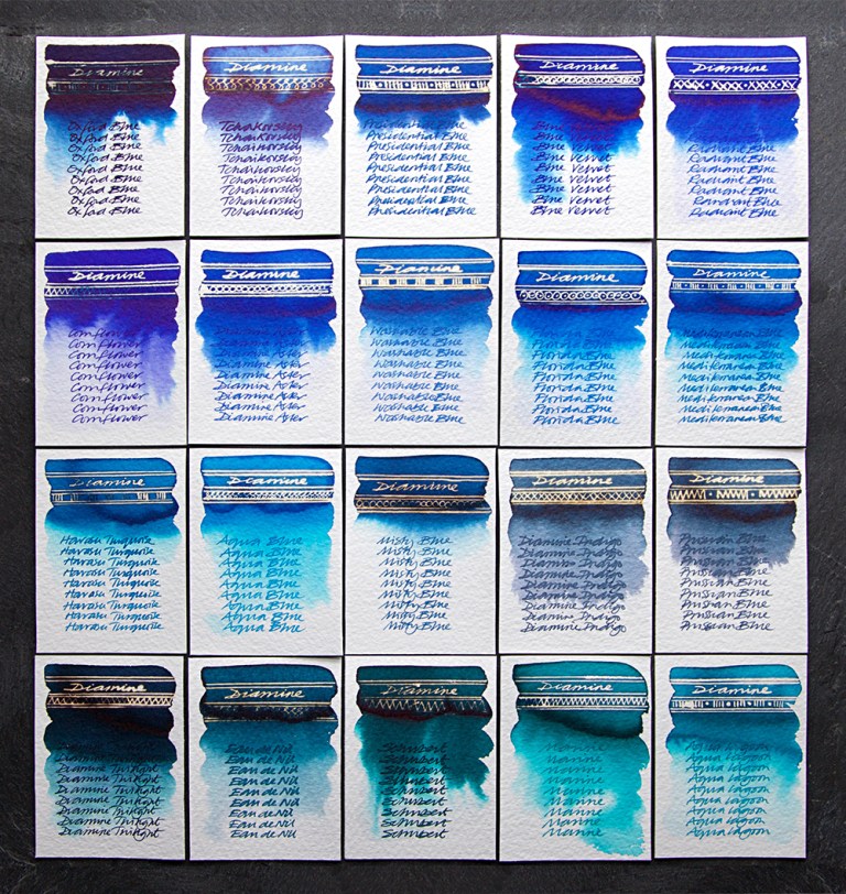 Diamine Blue Inks Test – FOUNTAIN PEN INK ART