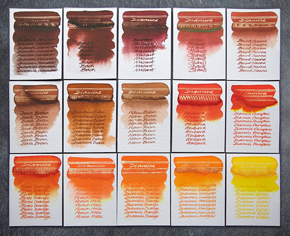 Diamine Brown and Orange Inks Test – FOUNTAIN PEN INK ART