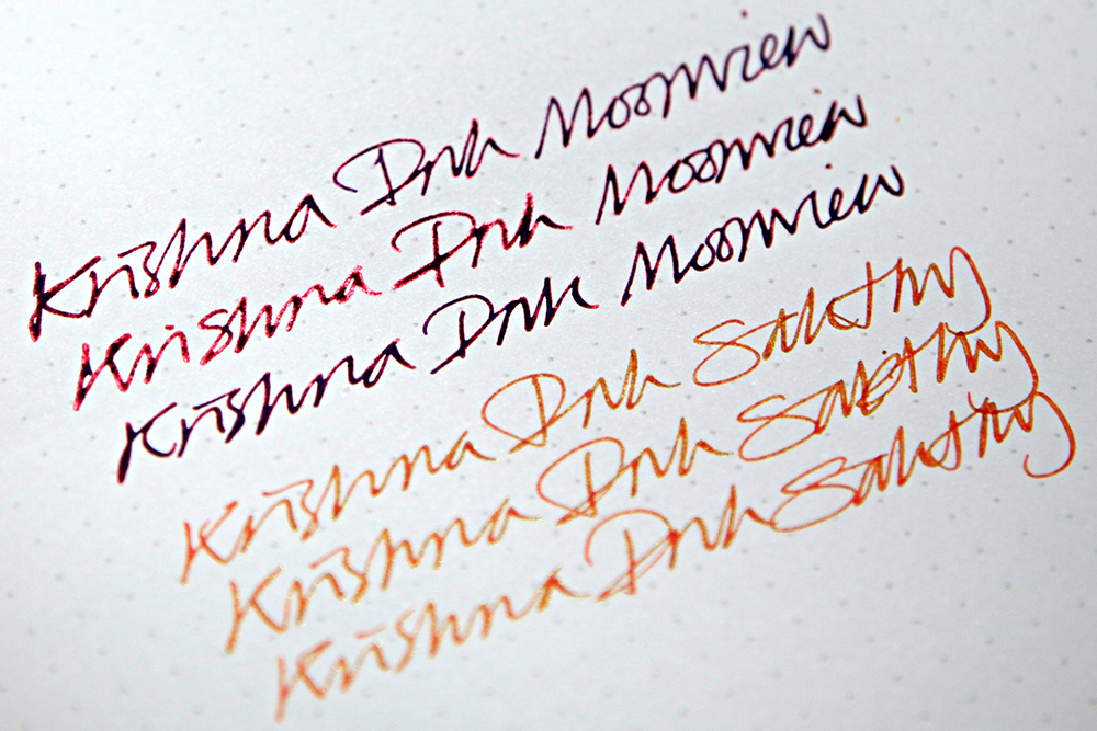 Krishna Sheening Inks – Swatch Tests – FOUNTAIN PEN INK ART