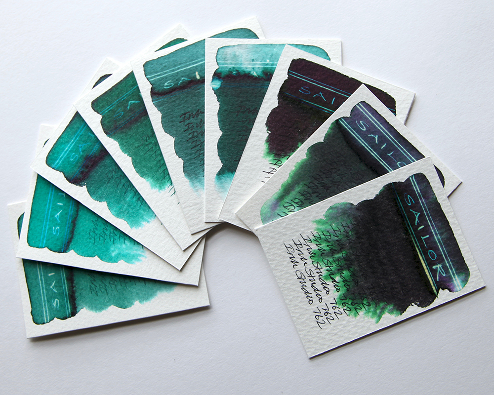 Sailor Ink Studio Swatch Tests – Part 09 – Grey Greens – FOUNTAIN PEN ...