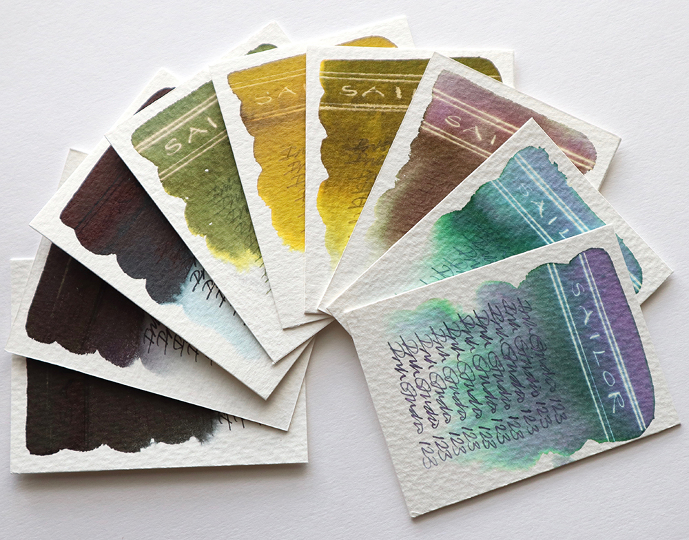 Sailor Ink Studio Swatch Tests – Part 11 – Blacks, Olives and Magic ...