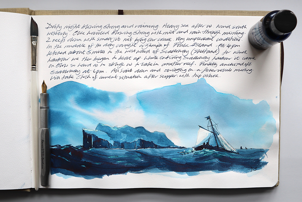 Art Journaling with just one ink – FOUNTAIN PEN INK ART