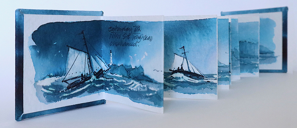 Mini Concertina Journal (50mm x 56mm) Hand Made – FOUNTAIN PEN INK ART