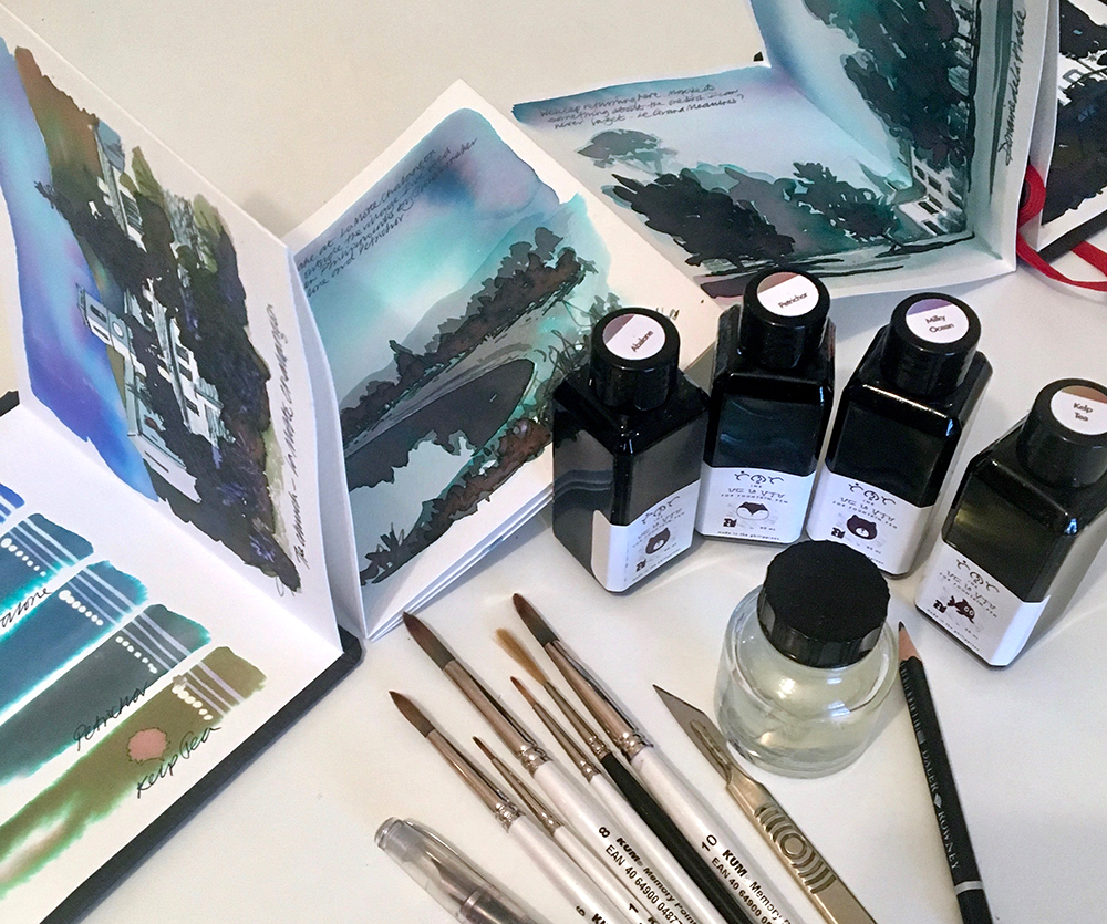 Painting with Troublemaker Inks – FOUNTAIN PEN INK ART
