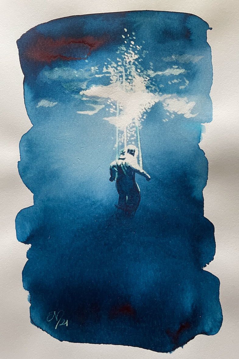 More monotone painting with ink and bleach – FOUNTAIN PEN INK ART