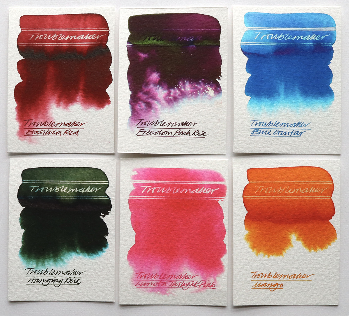 Troublemaker standard Inks swatch tests – FOUNTAIN PEN INK ART