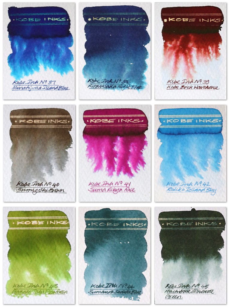 Kobe Fountain Pen Inks 37-54 swatch tests – FOUNTAIN PEN INK ART