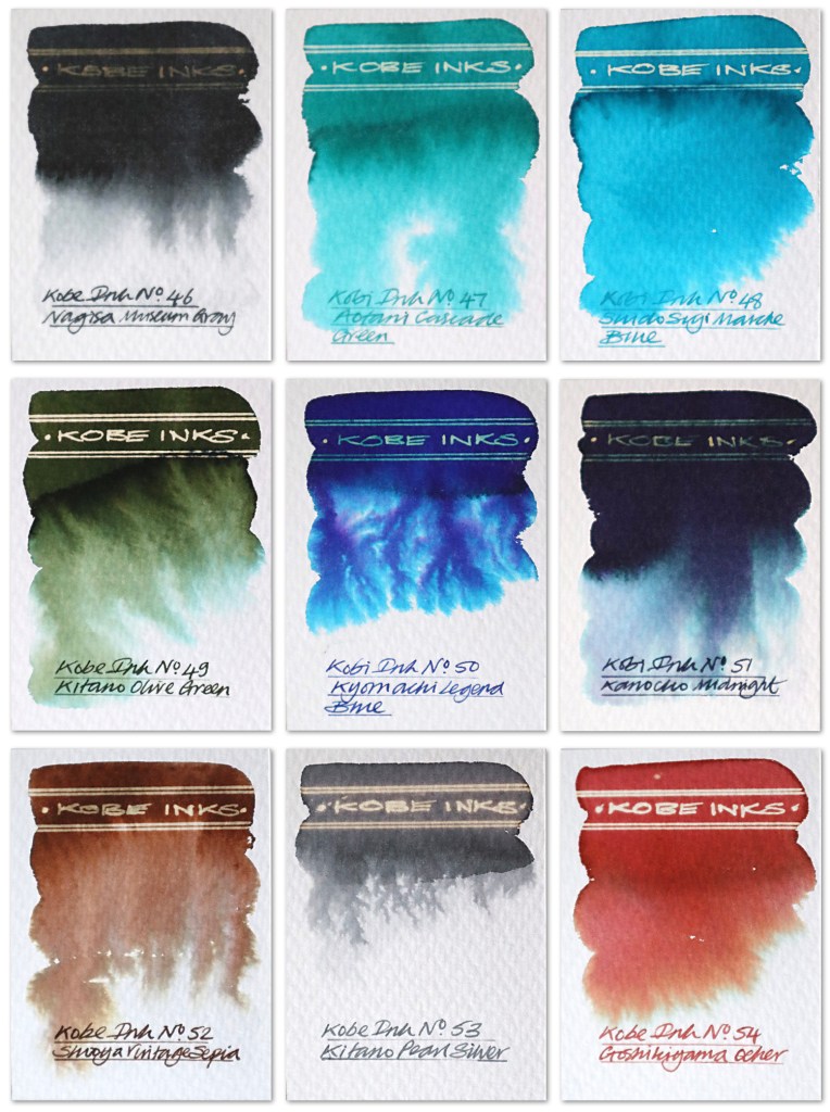 Kobe Fountain Pen Inks 37-54 swatch tests – FOUNTAIN PEN INK ART