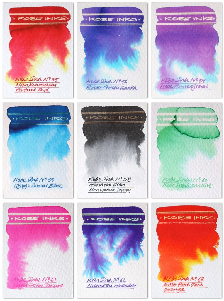 Kobe Fountain Pen Inks 55-80 swatch tests – FOUNTAIN PEN INK ART