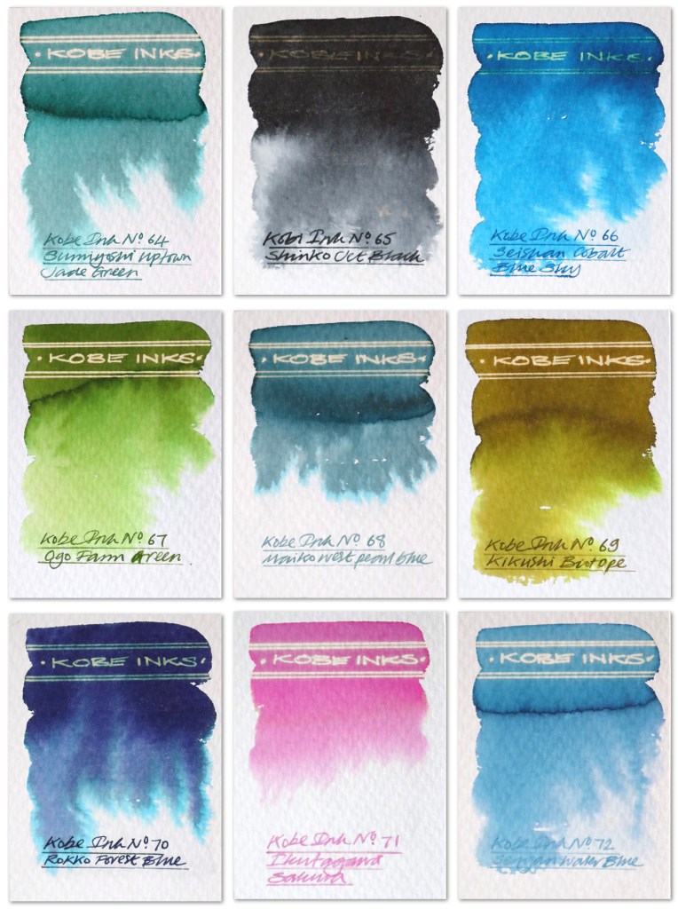 Kobe Fountain Pen Inks 55-80 swatch tests – FOUNTAIN PEN INK ART