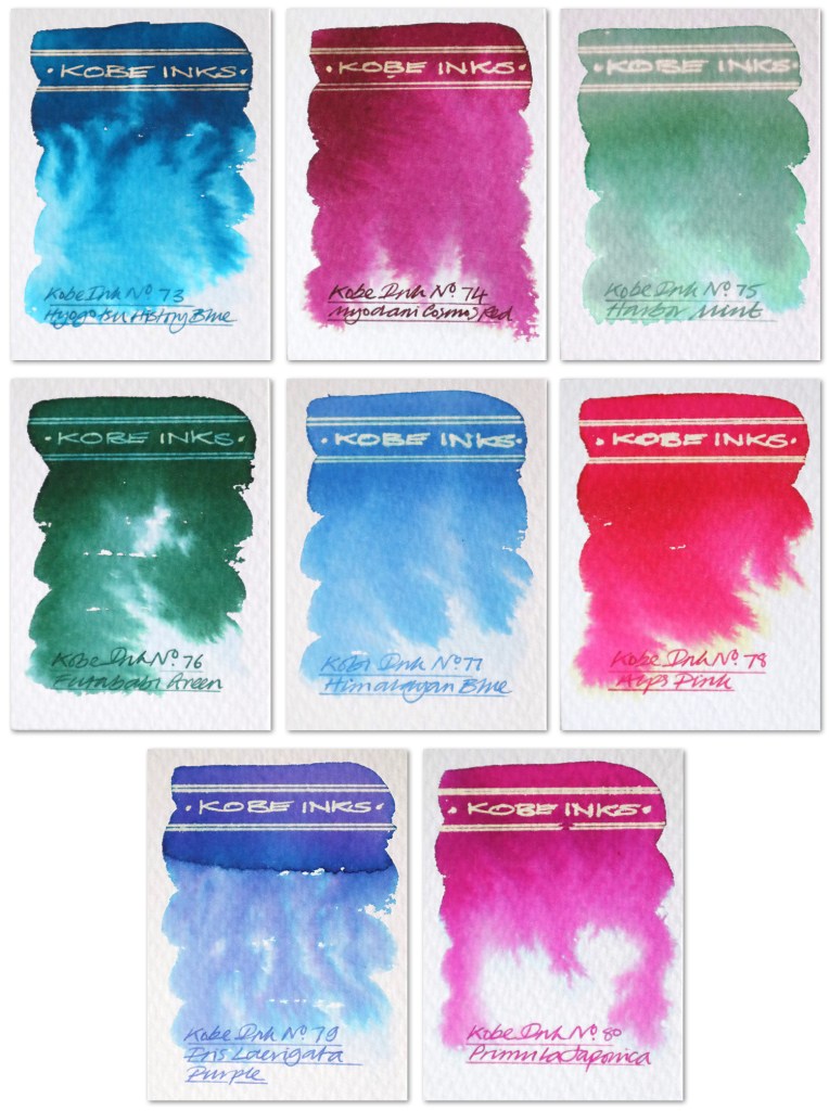 Kobe Fountain Pen Inks 55-80 swatch tests – FOUNTAIN PEN INK ART