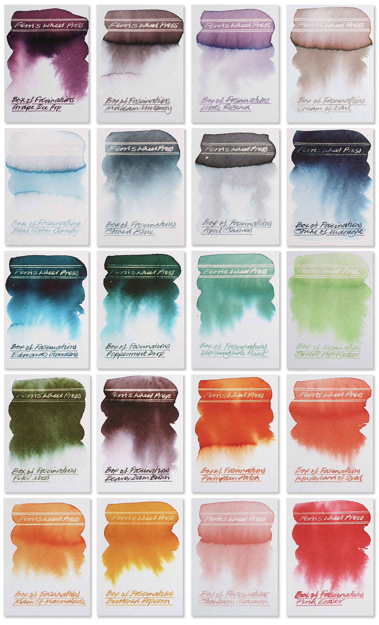 The Box of Fascinations (Vol 2) Swatch Test – FOUNTAIN PEN INK ART