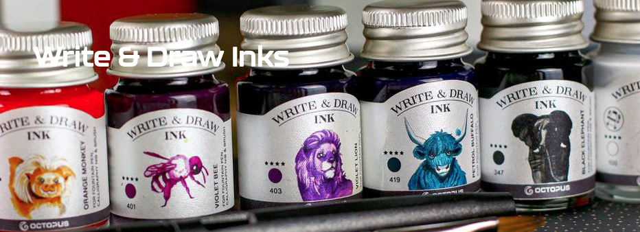 Octopus Fluids write & Draw Pigment Inks review – FOUNTAIN PEN INK ART