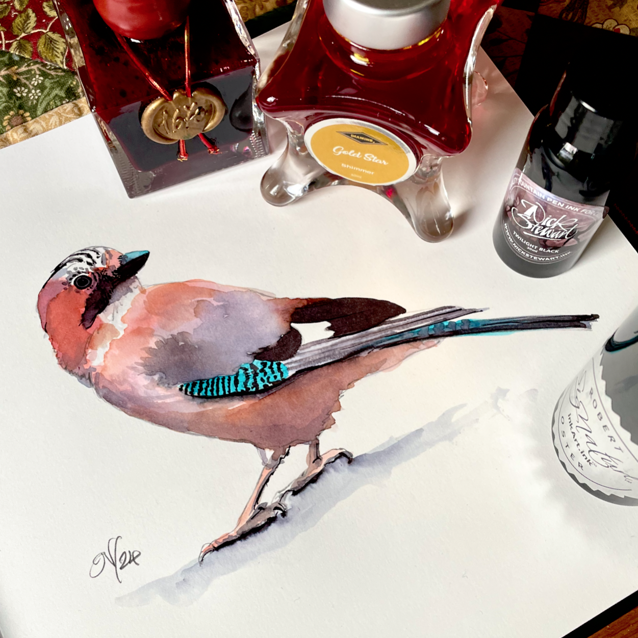 Creating art by mixing different brands and ink types together ...