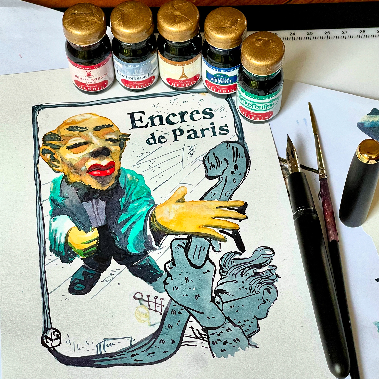 FOUNTAIN PEN INK ART – Experimenting with fountain pen ink to further ...